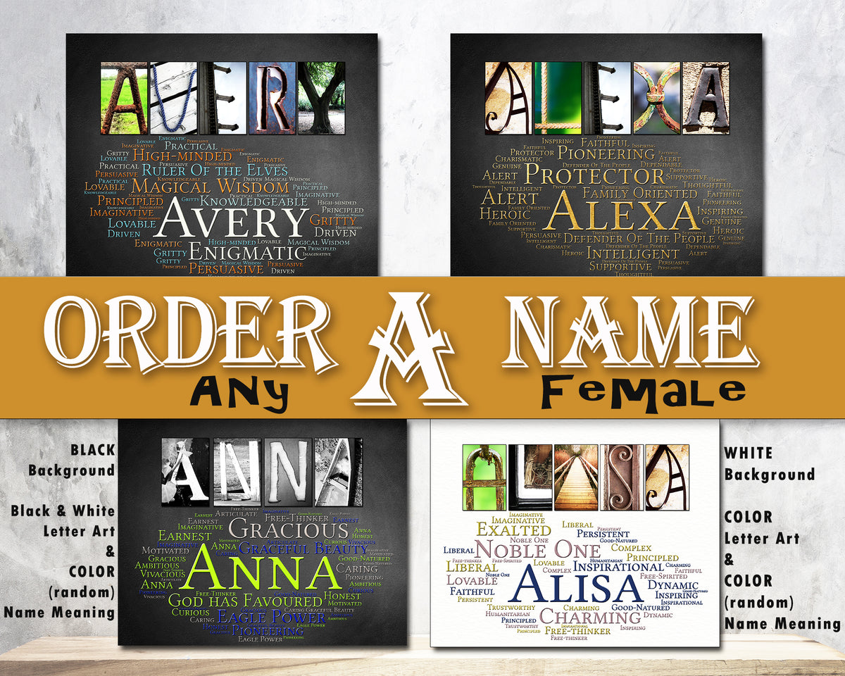 1 A Name Meaning Gift for Her - Unique Art Prints - Elegant Gifts for ...