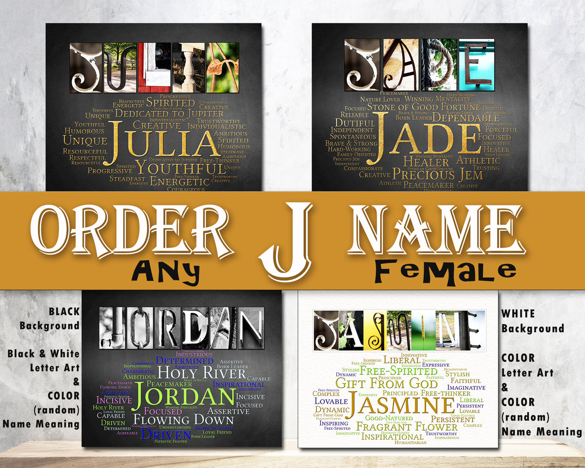Female Name - J – Letter Art Gifts
