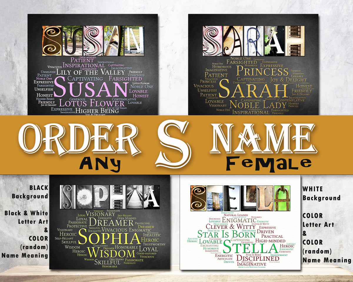Female Name - S – Letter Art Gifts
