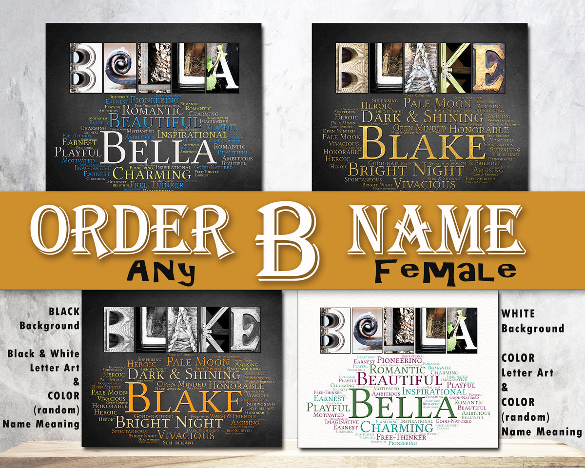 B Name Meaning Gift | Female | Digital Prints – Letter Art Gifts