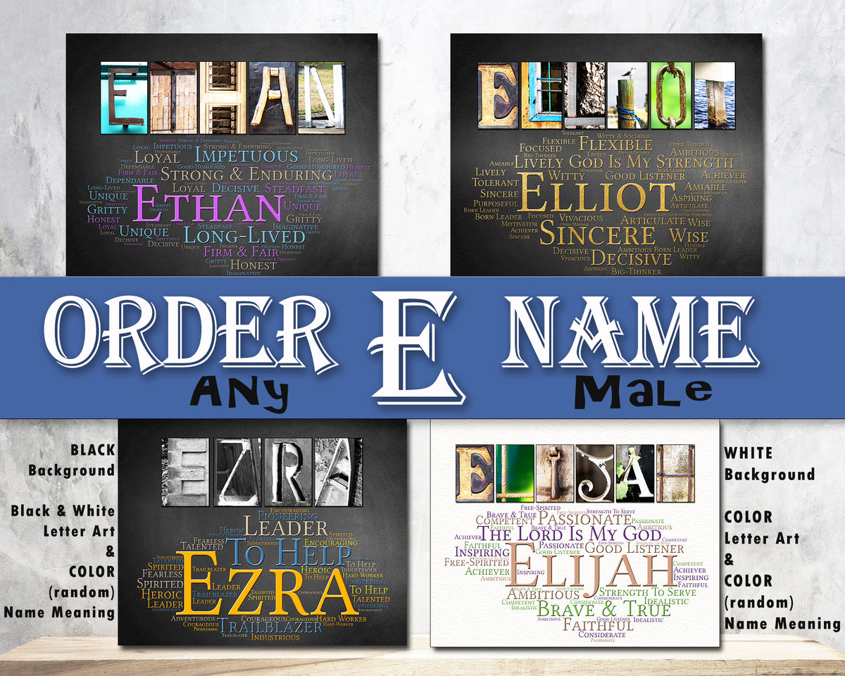 E Name Meaning Gift | Male | Digital Prints – Letter Art Gifts