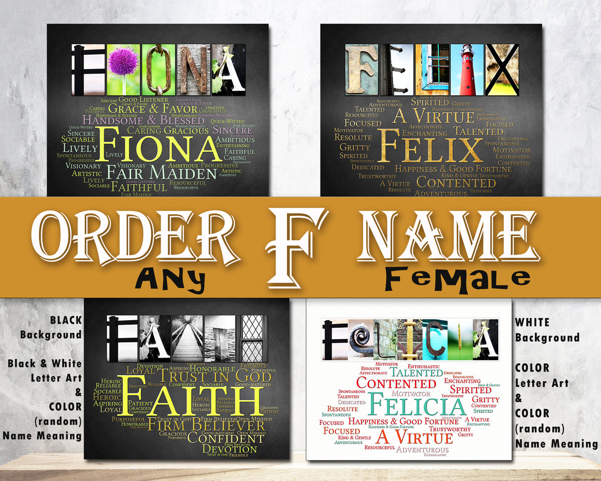 F Name Meaning Gift | Female | Digital Prints – Letter Art Gifts