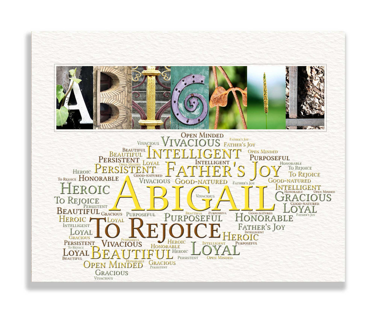 Abigail Name Meaning Gift | 4 Digital Prints – Letter Art Gifts
