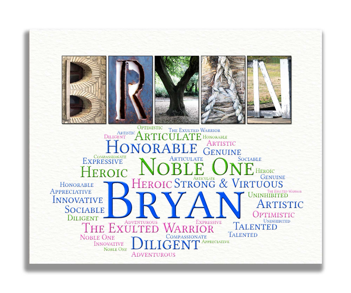 Bryan Meaning Name Art Gift | 4 Digital Prints – Letter Art Gifts