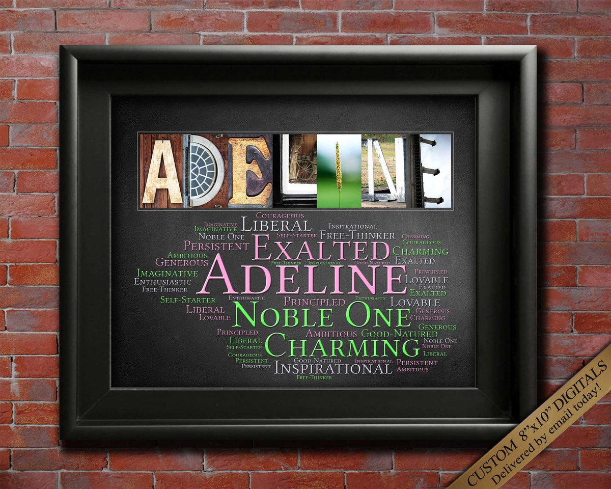 Adeline Name Meaning Gift | 4 Digital Prints – Letter Art Gifts
