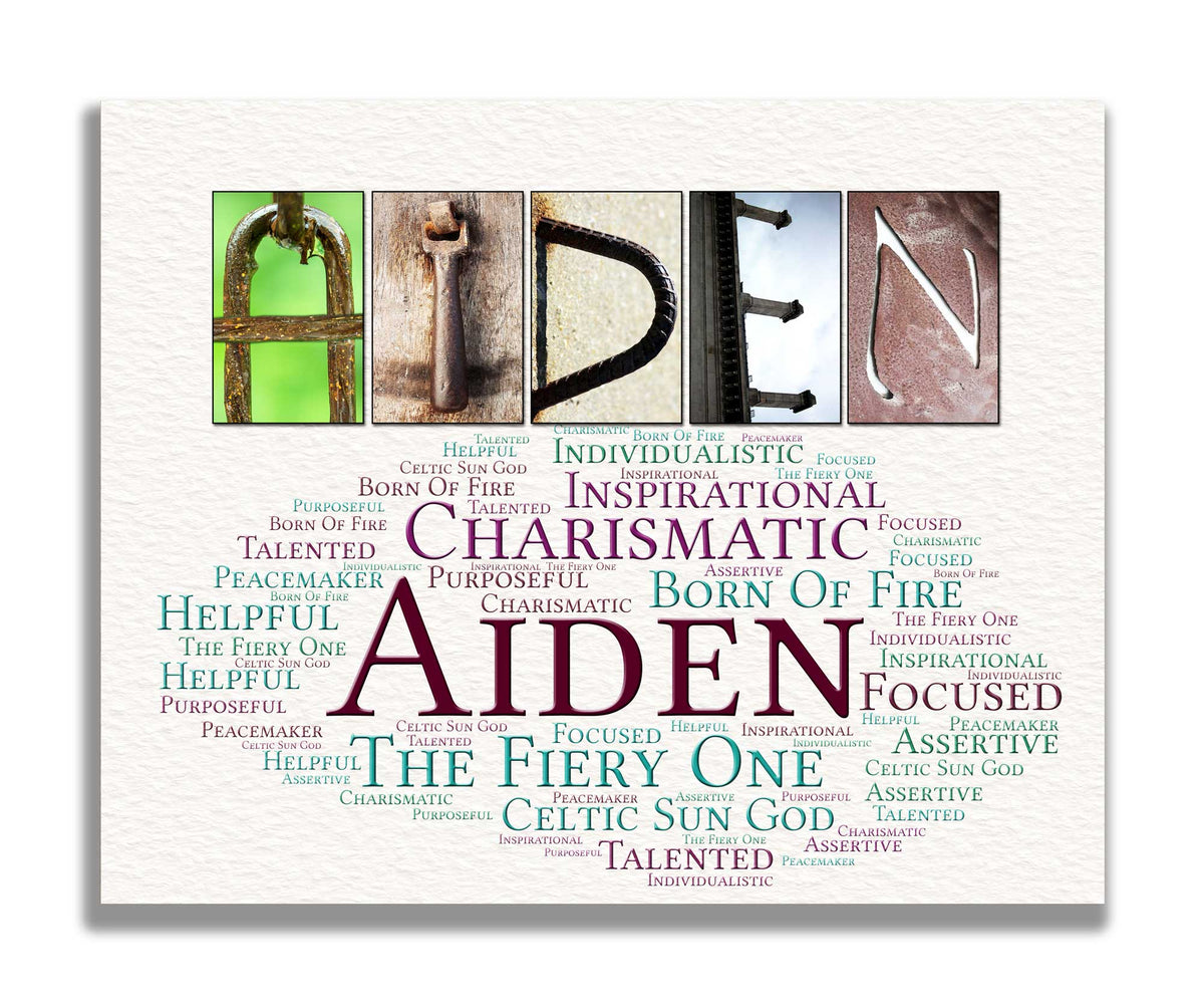 Aiden Name Meaning Gift | 4 Digital Prints – Letter Art Gifts