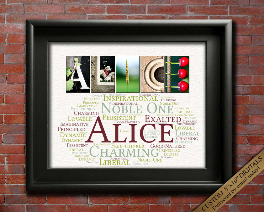 Alice Meaning Name Art Gift | 4 Digital Prints – Letter Art Gifts